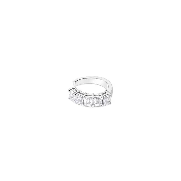 SALLY SKOUFIS Silver / White Hybrid Ear Cuff With Made Cz Diamond Stimulant In Sterling Silver - Silver/white