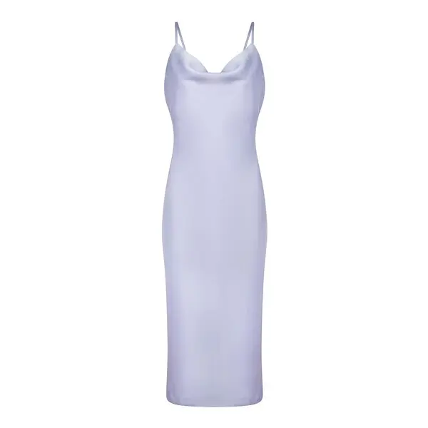URBAN TOUCH Cowl Neck Satin Slip Cami Midi Dress - Blue