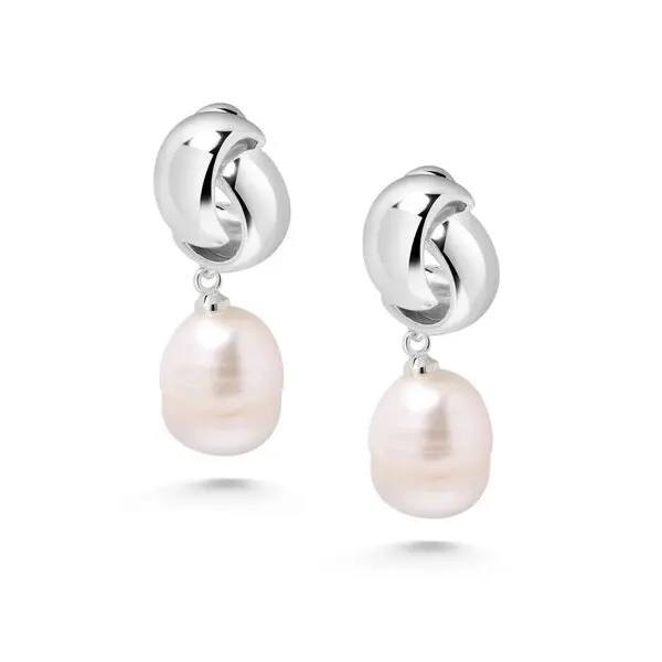 NIALAYA JEWELRY Silver / White Pearl Drop Earrings In Silver - Silver/white