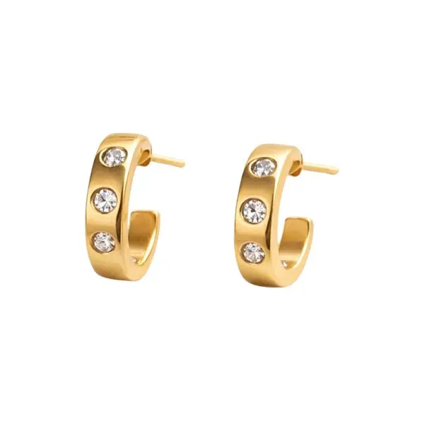 LILY FLO JEWELLERY Bold Hoops With Flush Set Diamonds - Gold