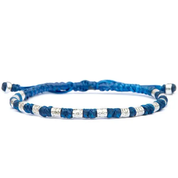 HARBOUR UK Yule Viking Silver Rope Bracelet - Blue