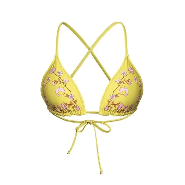 JESSIE ZHAO NEW YORK Garden Reversible Triangle Bikini Top - Yellow