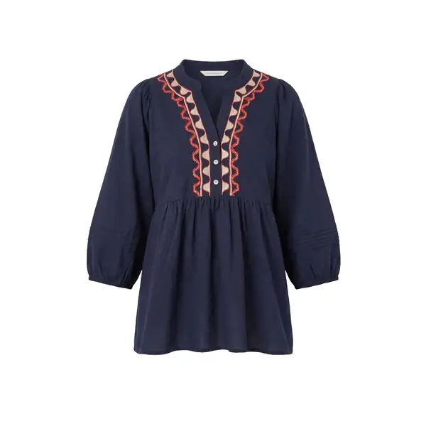 Adrift Clothing Elodie Smock Blouse In Nocturne - Blue