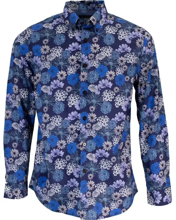 LORDS OF HARLECH Morris Jardin Shirt In Skipper - Blue