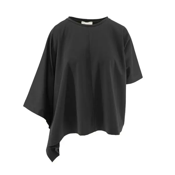 SILVIA SERBAN Asymmetrical Jersey Top - Black