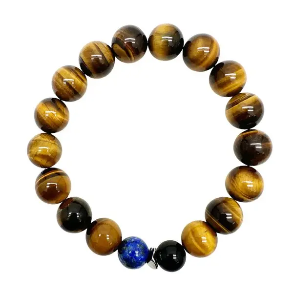 FARRA Tiger-eye With Blue Lapis Bracelet - Brown