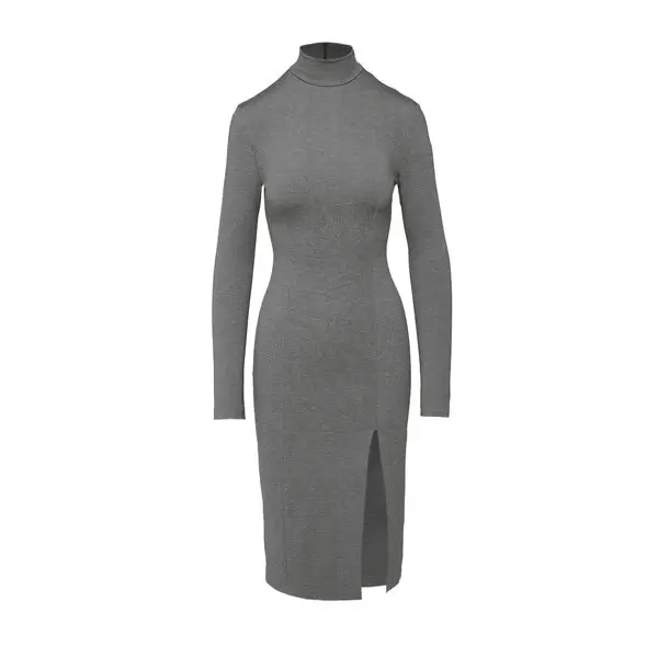 MANDRAGORA Elegant Fitted Viscose Knee-length Dress – Laurell - Grey