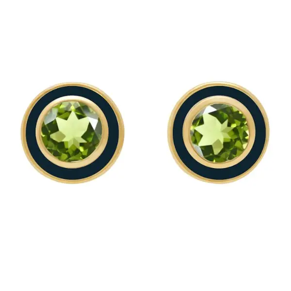 AUGUSTINE JEWELS Blue / Green Peridot Navy Enamel Earrings - Blue/green