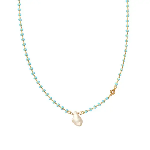 ALEXIE OF ATHENS Love Knot Pearl Necklace - Blue
