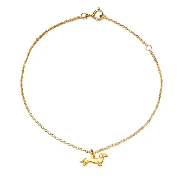 POSH TOTTY DESIGNS Yellow Plated Dachshund Dinky Charm Bracelet - Gold