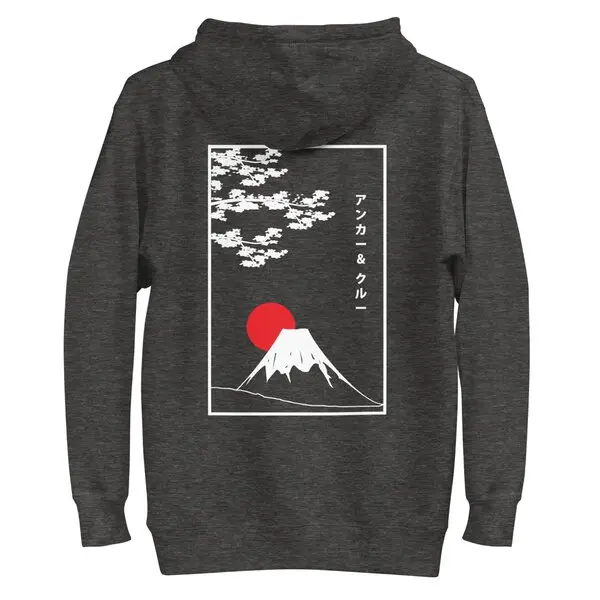 ANCHOR & CREW Heather Mount Fuji Landmark Cotton Blend Hoodie - Black