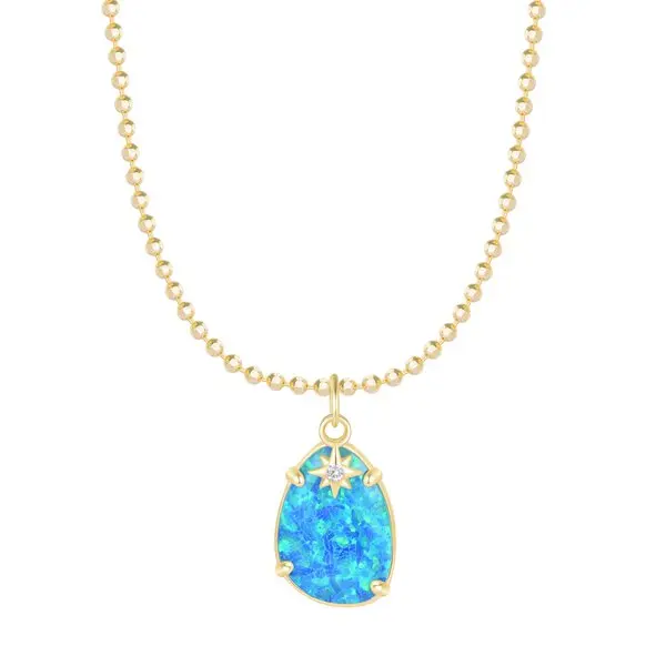 KAMARIA Stella Opal Pendant Necklace With Star Charm Green - Blue
