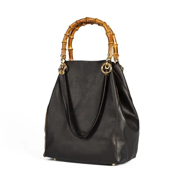 DANNI RO Neutrals June Bag Bamboo Leather - Black