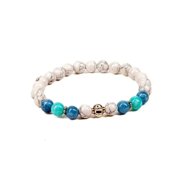 ADDICTED2 White / Silver Zen Handmade Sterling Silver Bracelet With White Howlite & Angelite - White/silver