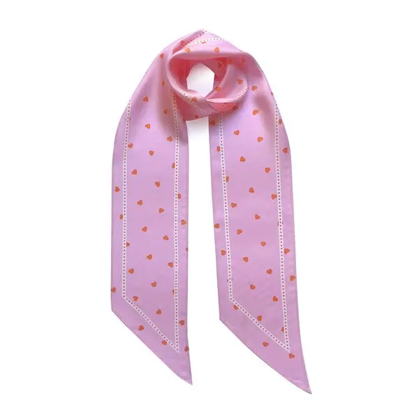 INGMARSON Tiny Hearts Silk Neck Scarf Long - Pink
