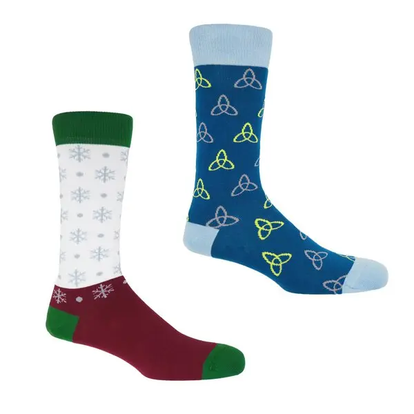 PEPER HAROW - MADE IN ENGLAND Tri & Snowflake White Socks Bundle - Blue