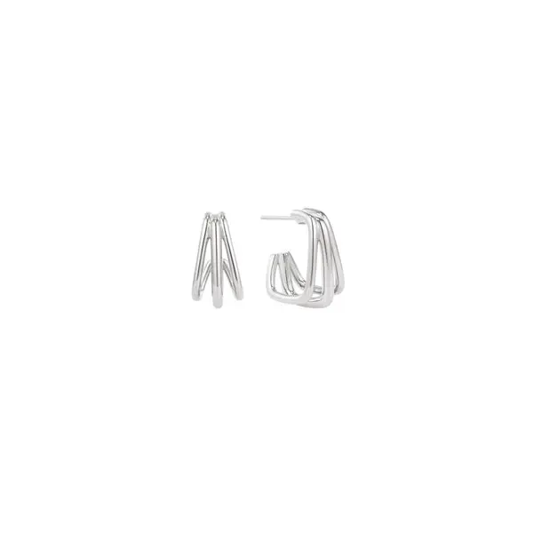 VANCHI Esther Square Hoop Stud Earrings - Silver