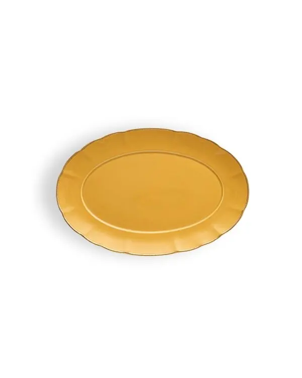 Mojjere Fine Porcelain Oval Platter Papaya Color Design - Orange