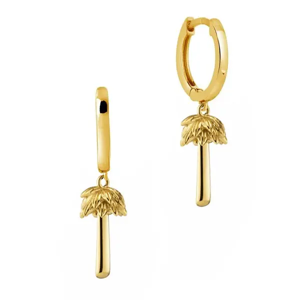 SHADED THE LABEL Priscilla Palm Tree Huggie Hoop Earrings - Gold
