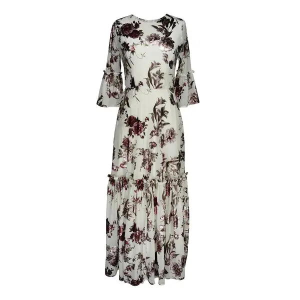 JENNAFER GRACE White / Red Fleur De L'amour 1-tier Ruffle Dress - White/red