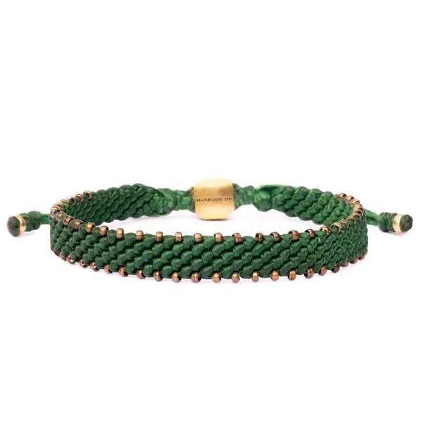 HARBOUR UK Bronze Connection Wide Rope Bracelet - Green