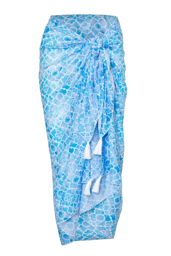 SOPHIA ALEXIA Azure Mosaic Cotton Sarong - Blue