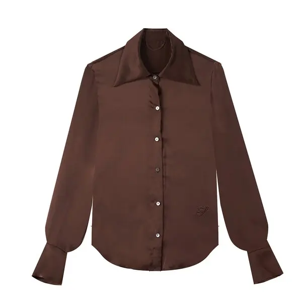 SILKINC Wide Collar Silk Shirt