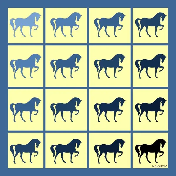 NEIGHTIV Yellow And Checkered Horse Silk Scarf- Dressage Rhythm Small - Blue