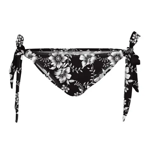 ALOHA FROM DEER Black / Grey Dark Flowers Bikini Bows Bottom - Black/grey