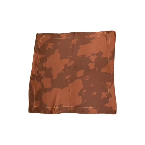 SANTUARIO Silk Cowhide Pattern Scarf - Brown