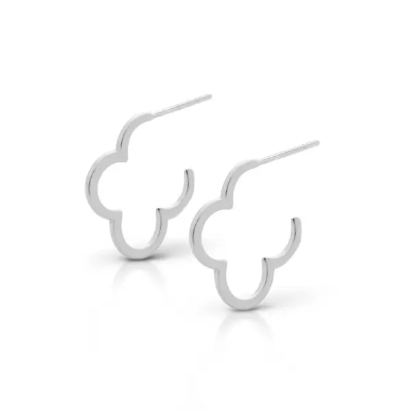 NELLOU JEWELLERY Clover Hoop Earrings In Sterling - Silver