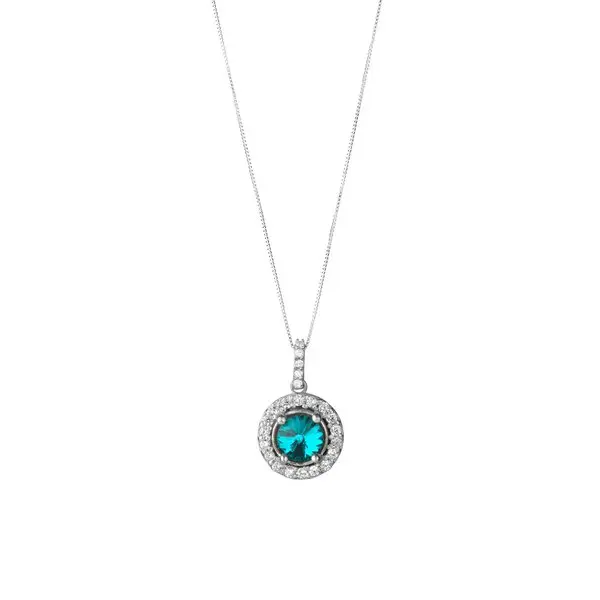 CHIARELLA Silver / Blue Deslumbrante Hade Circle Necklace - Silver/blue