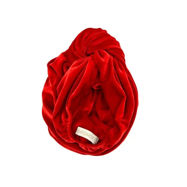 JULIA CLANCEY Classic Madam Velour Ruby Turban - Red