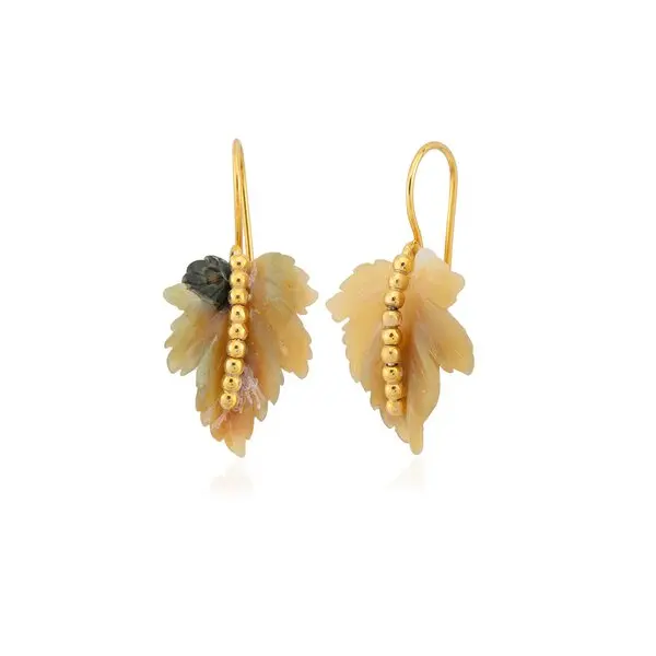 MILOU JEWELRY Agate Leaf Earrings Ecru - Beige