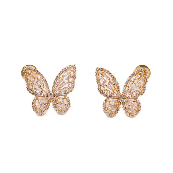 MISS CECILIA Butterfly Ear Studs - Gold