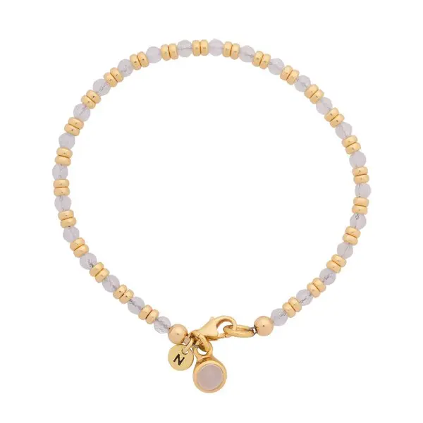 NELLOU JEWELLERY Neutrals Linear June Birthstone Bracelet Moonstone Gold Plated Sterling Silver - Gray/yellow