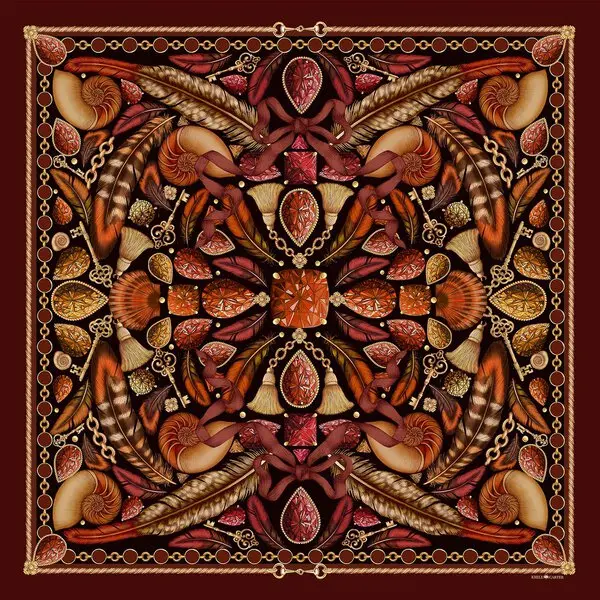 EMILY CARTER Neutrals / Orange / Brown The Feather Baroque Wool Scarf Xl - Orange/brown