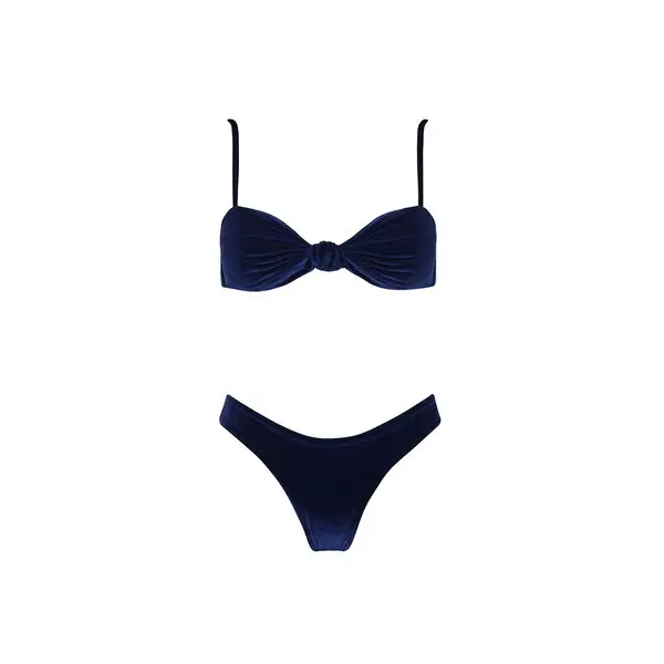 AGUACLARA Dynastie Bandeau Top High Leg Bottom - Blue