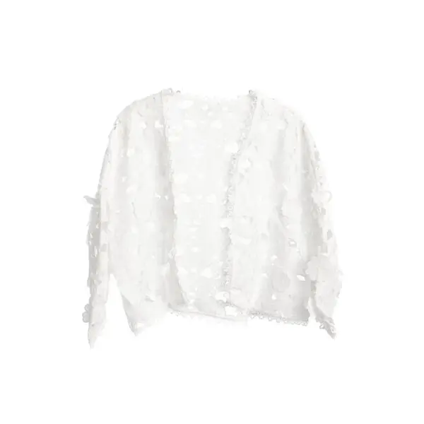 Saachi Floral Lace Cut Out Bolero - White