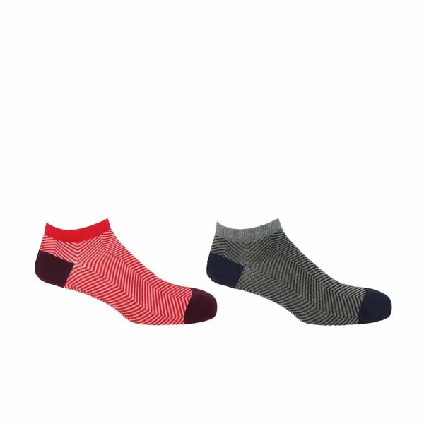 PEPER HAROW - MADE IN ENGLAND Lux Taylor Trainer Socks Bundle Red & Grey - Gray/red