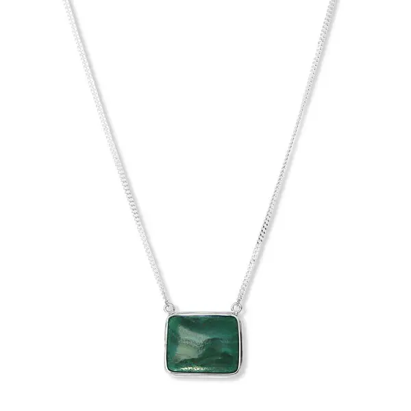 FV JEWELLERY La Stèle Malachite Square Necklace - Green