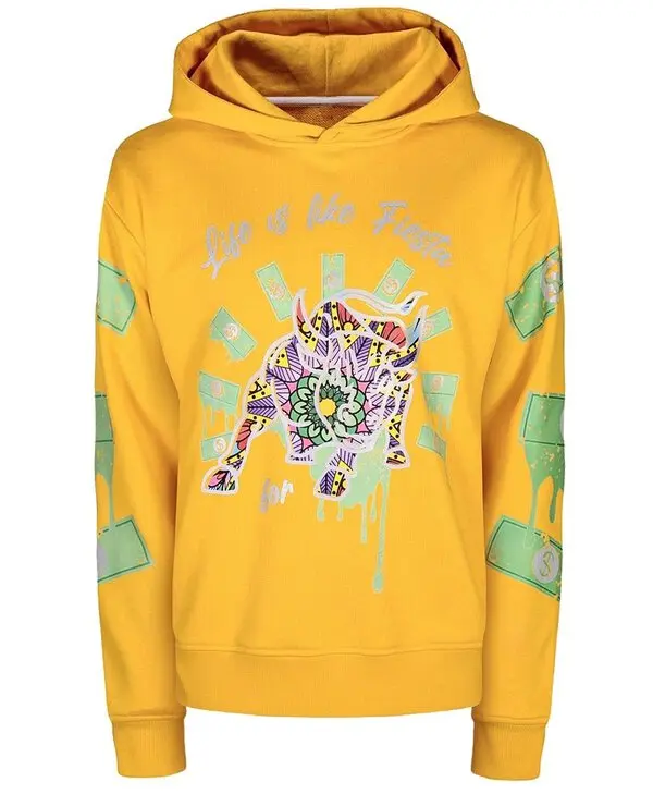 MIRACLES MANIFESTER Inspirational Affirmation Hoodie With Reflective Design Yellow - Orange