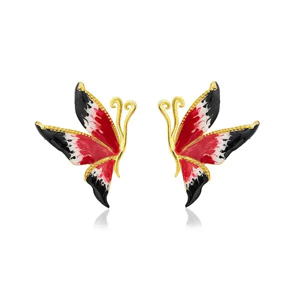 MILOU JEWELRY Multicolor Butterfly Earrings - Red