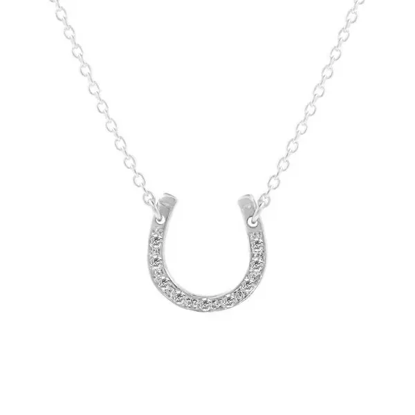 LEE RENEE Lucky Diamond Horseshoe Necklace - Silver