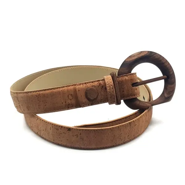 WOOD BELT Zion Heart 317 Walnut Wood Cork Belt - Brown