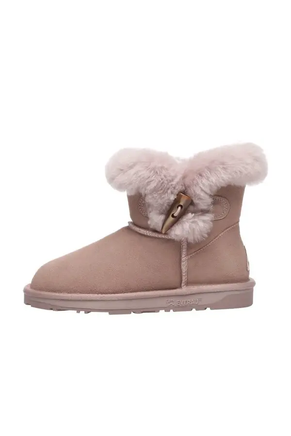 EVERAU AUSTRALIA Robin Horn Toggle Button Mini Boots In Dawn - Pink
