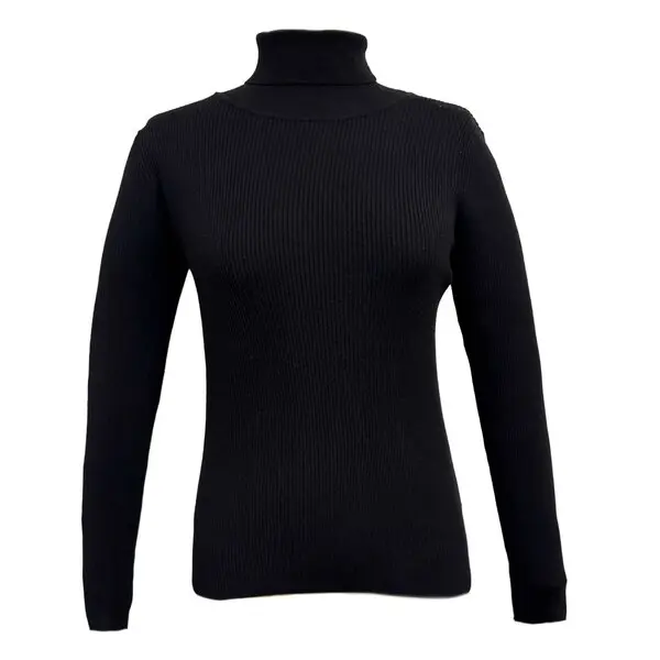CHUKS COLLINS Osa's Turtleneck Sweater – Ribbed Knit In & Tan - Black