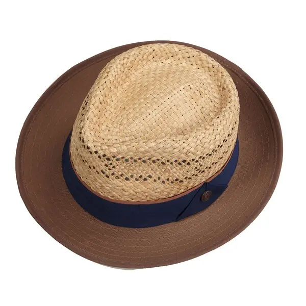 DASMARCA HATS Dasmarca Ronan Straw Wide Brim Fedora Summer Straw Sun Hat - Brown