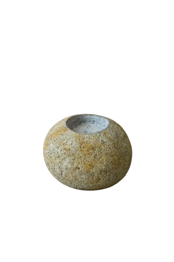 Botanical Boys Neutrals River Stone Candle Holder Sixty Two B Two - Yellow