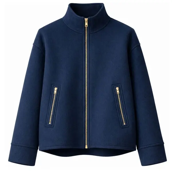 GUARDS LONDON Lily Wool Cashmere Funnel Zip Jacket Navy - Blue